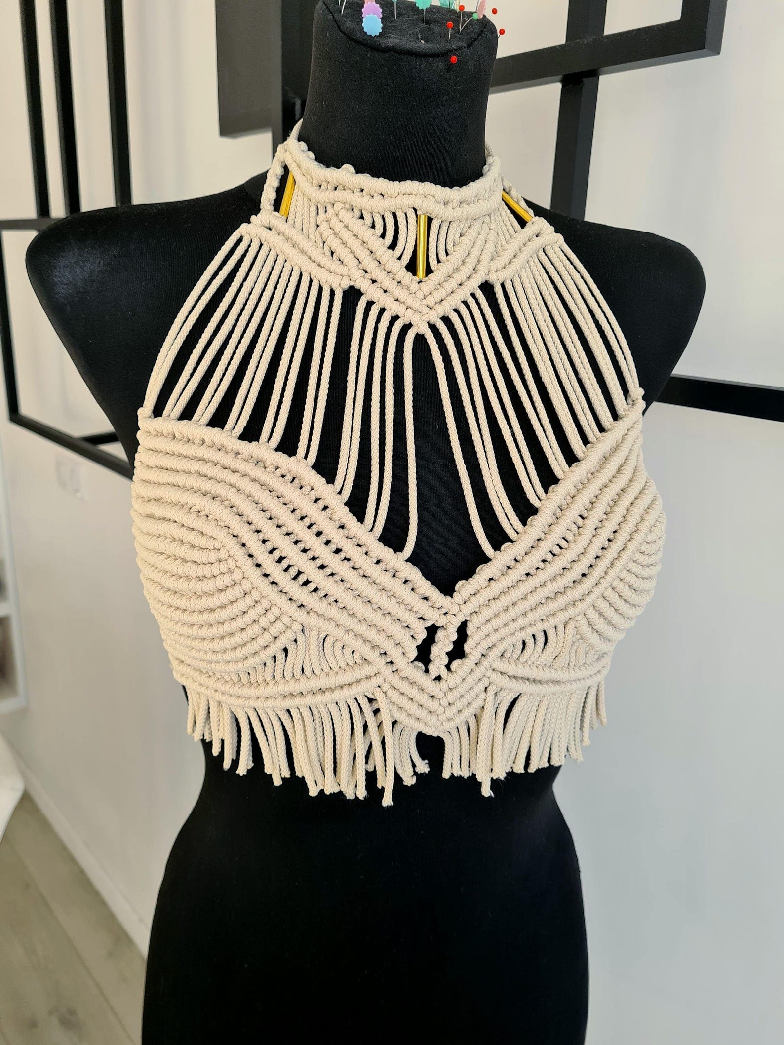 White Luxury Macramé Set / Elegant Boho Macramé Top & Shoulder ...