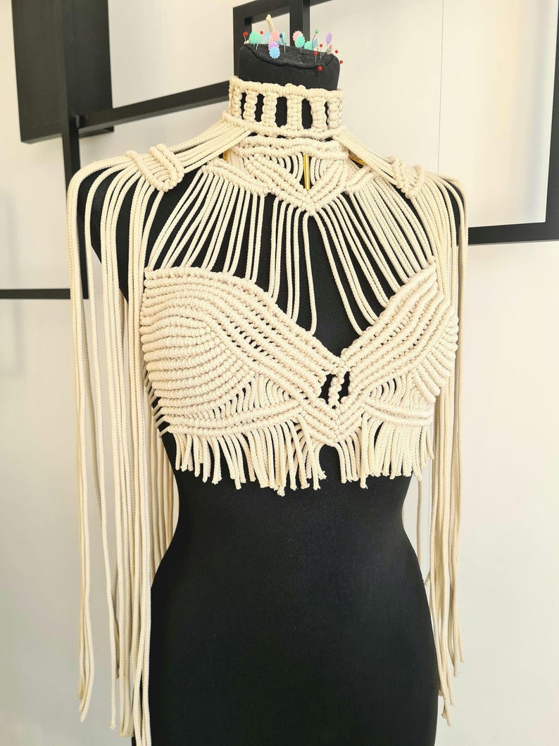 White Luxury Macramé Set / Elegant Boho Macramé Top & Shoulder ...