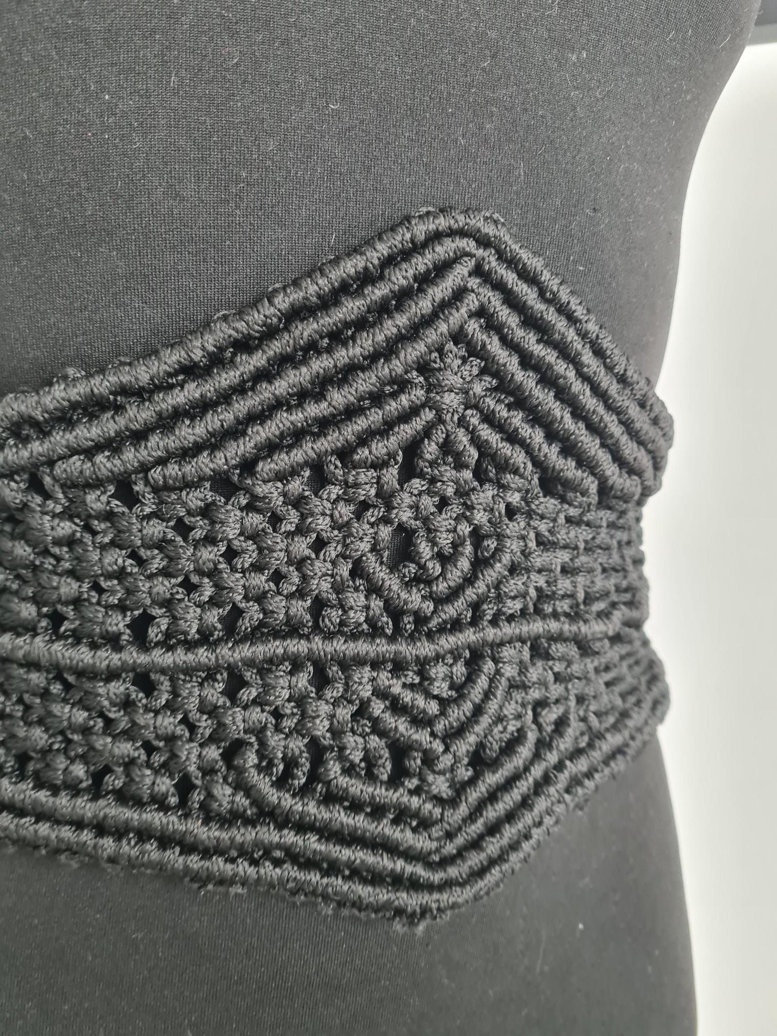 Black Wide Macrame Belt / Handmade Boho Corset / Adjustable Festival ...