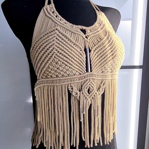 Boho Macrame Fringe Top | Backless Vacation Beach Wear - Etsy