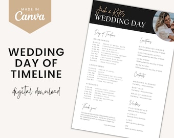 Wedding Day Timeline | Wedding Day Timeline Template Printable ...