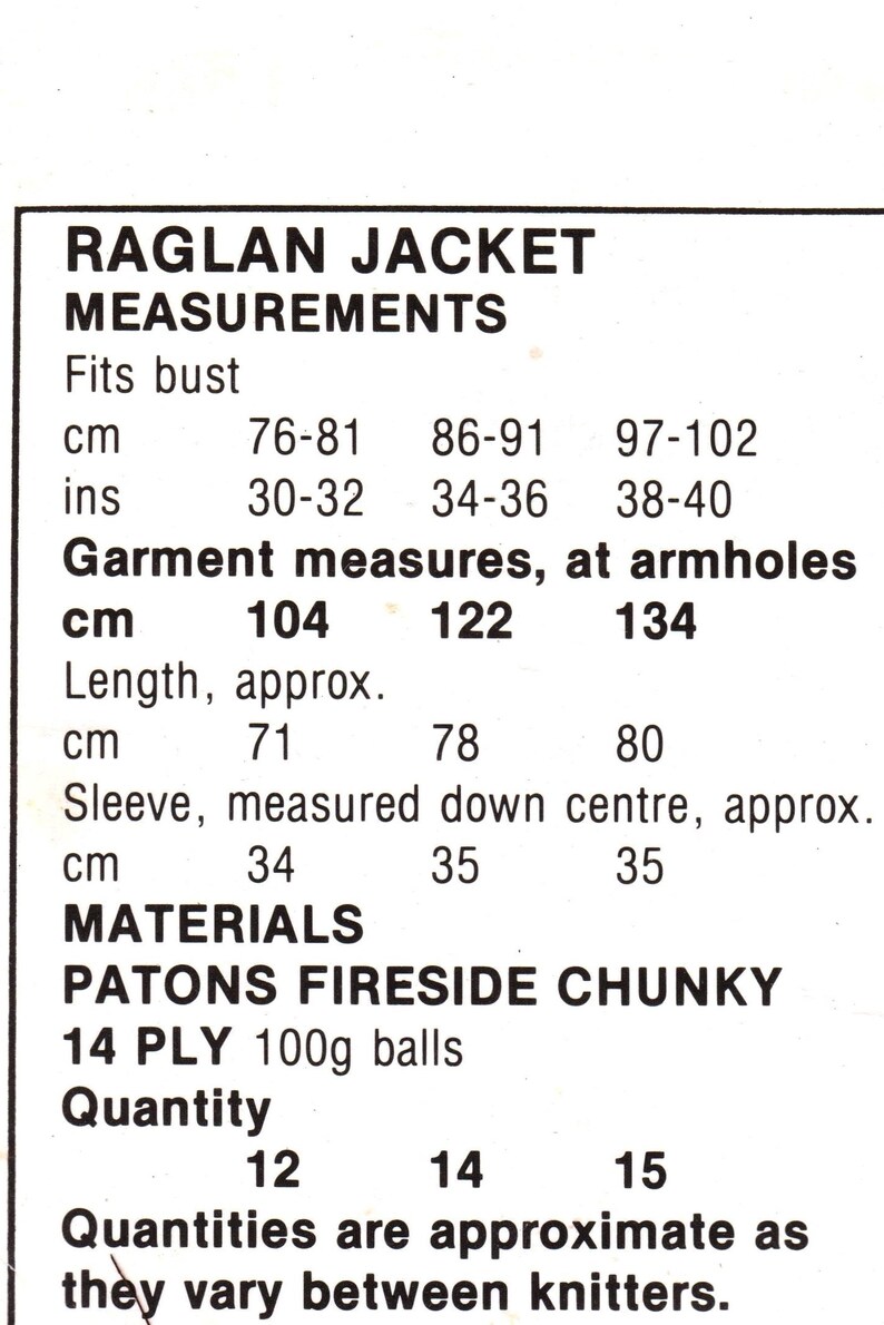 Ladies Raglan Jacket/cardigan Pattern - Etsy