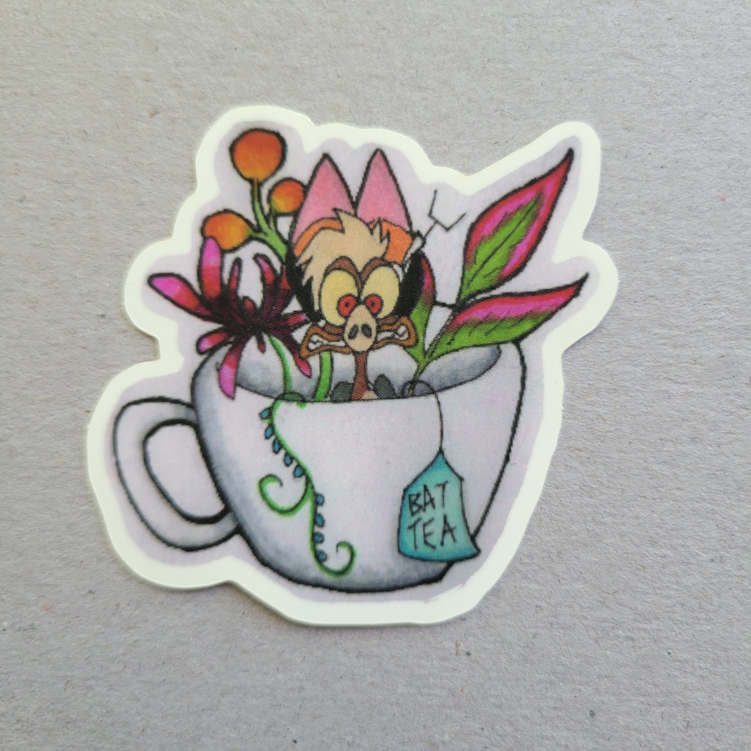 Bat Tea Sticker - Etsy