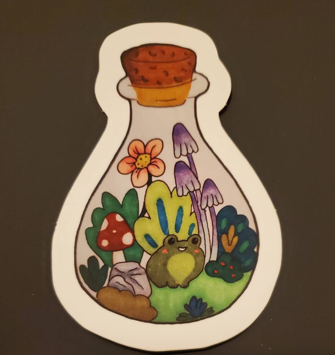 Froggy Bottle Sticker - Etsy