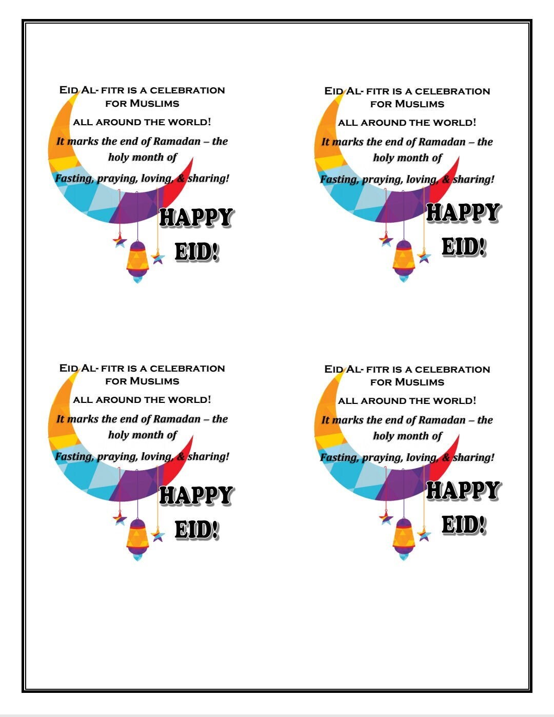 Eid Classroom Favor Bag Tags Ramadan Eid Introducing Eid - Etsy