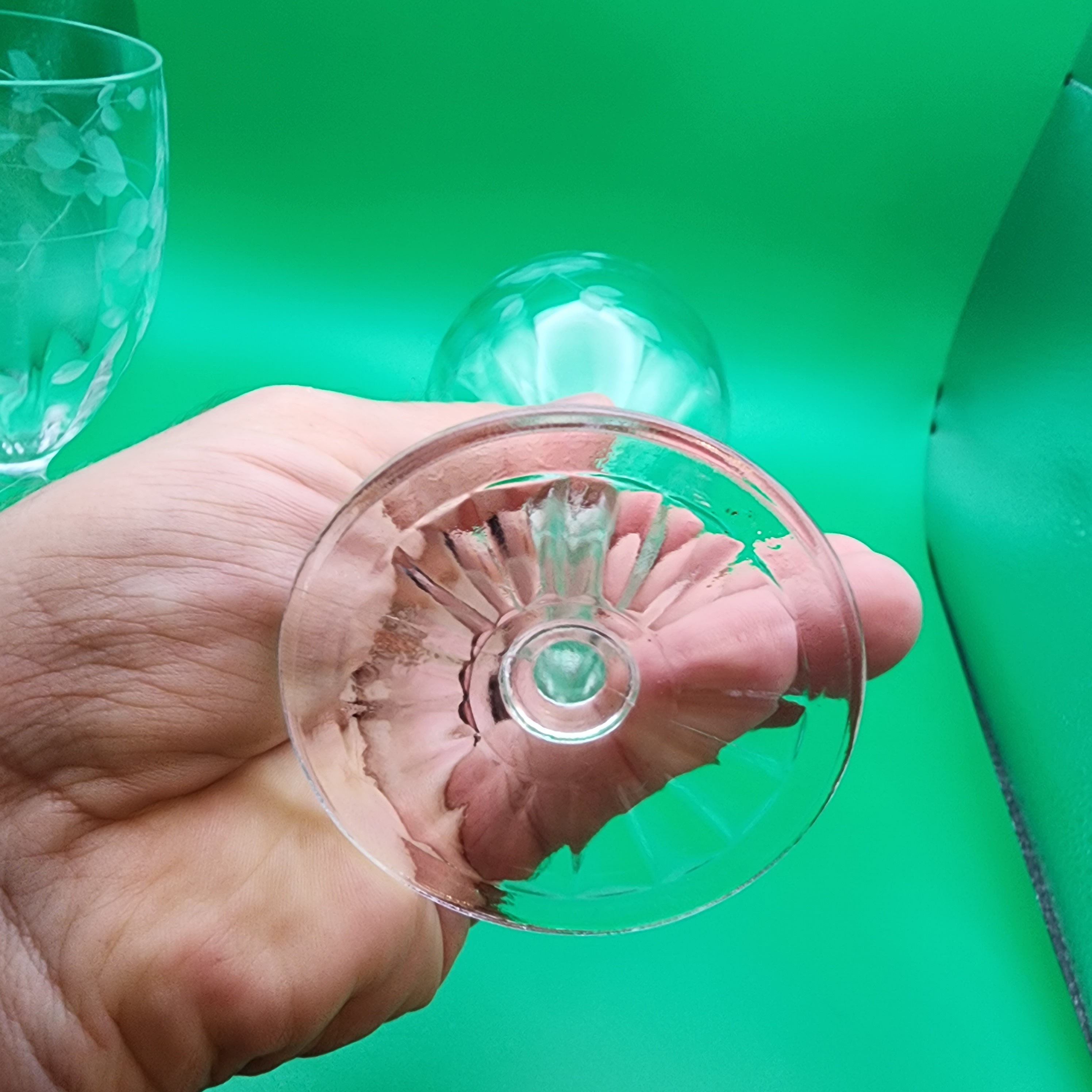 Standard Glass Co Water Goblets Cut 92 Lady Leg Stem Flowers & Rings ...