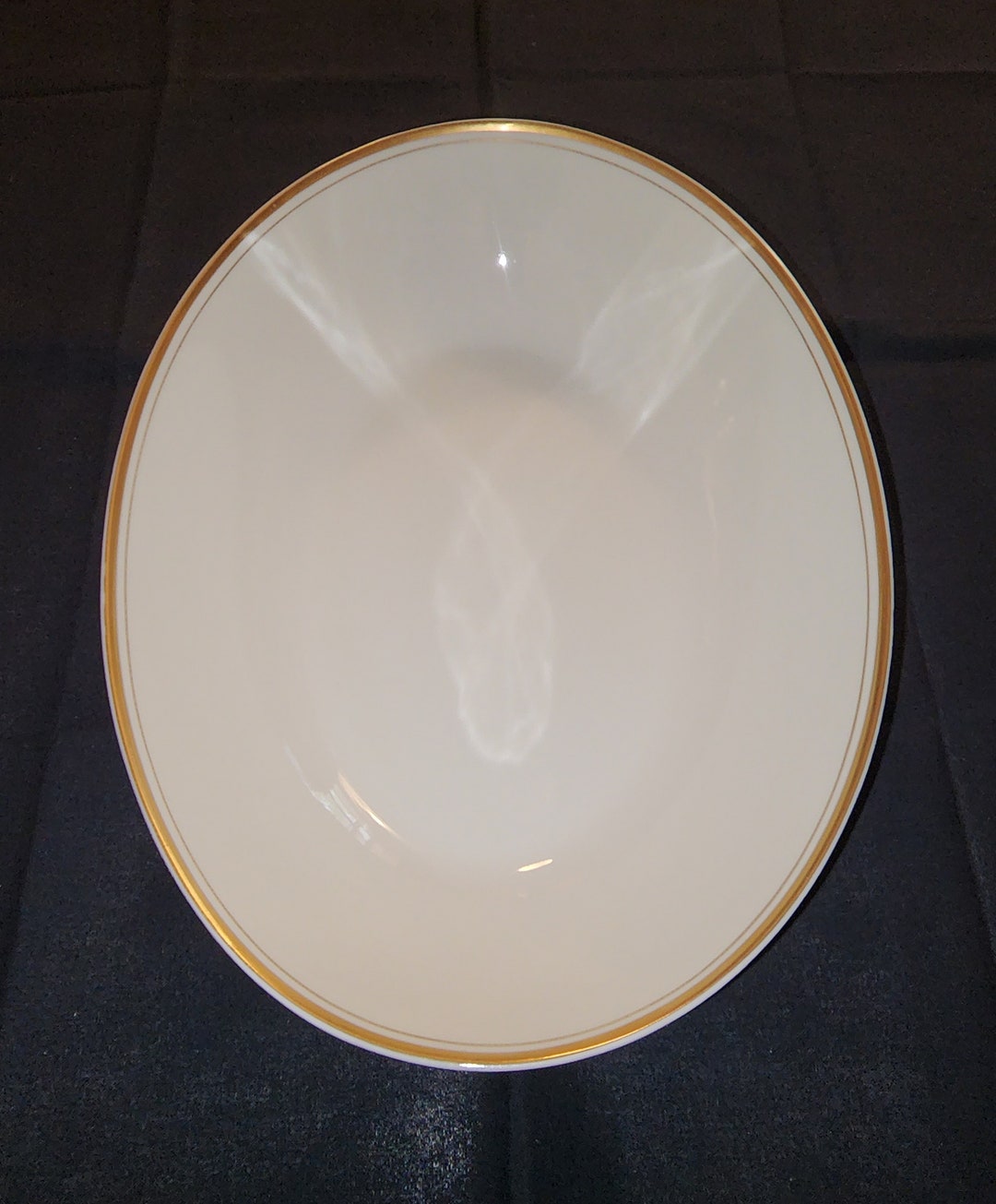 Fitz & Floyd Palais Gold Trim Buff Oval Vegetable China Bowl Mid ...