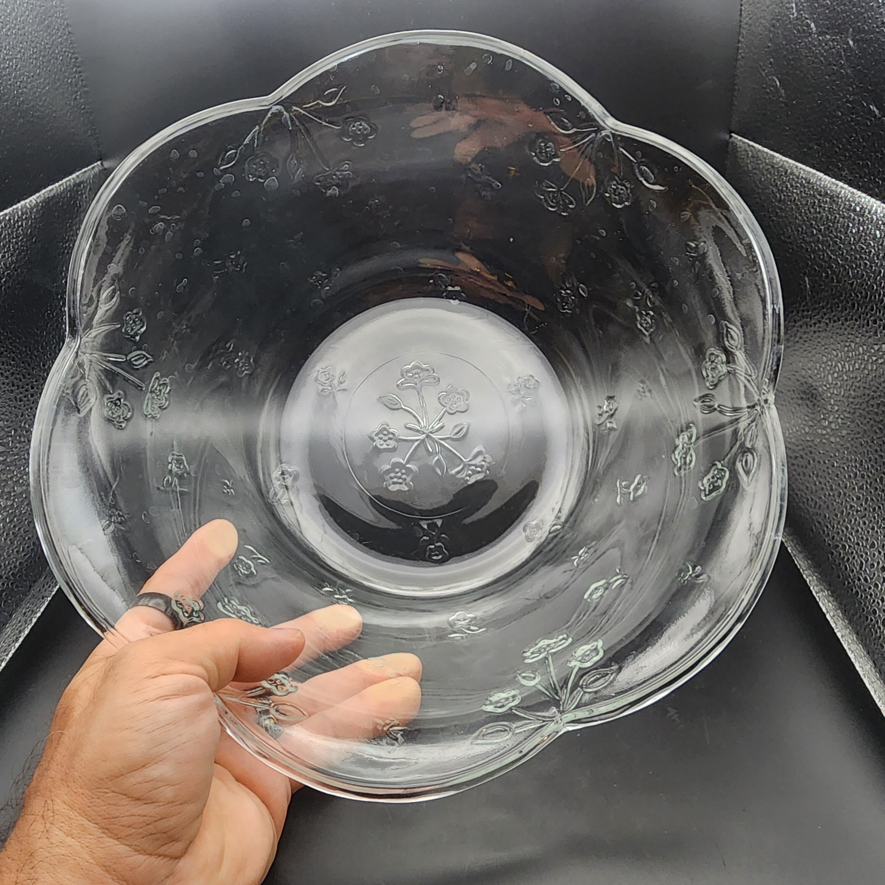 Anchor Hocking Savannah Clear Glass Large Salad Serving Bowl - Etsy