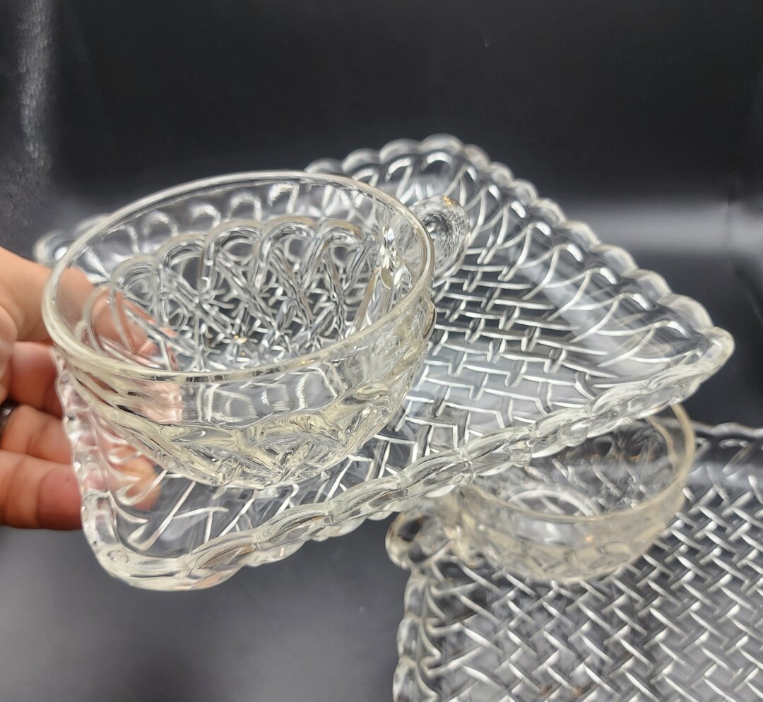 Indiana Glass Pretzel Pattern #622 Pair of Luncheon Snack Plate & Cup ...