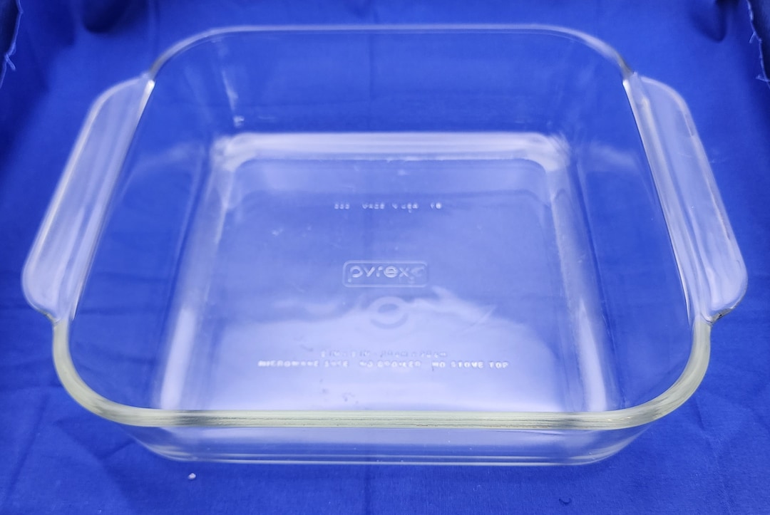 Vintage Pyrex Glass Brownie Cake 8" Pan Clear #222 Handles USA 2 QT ...