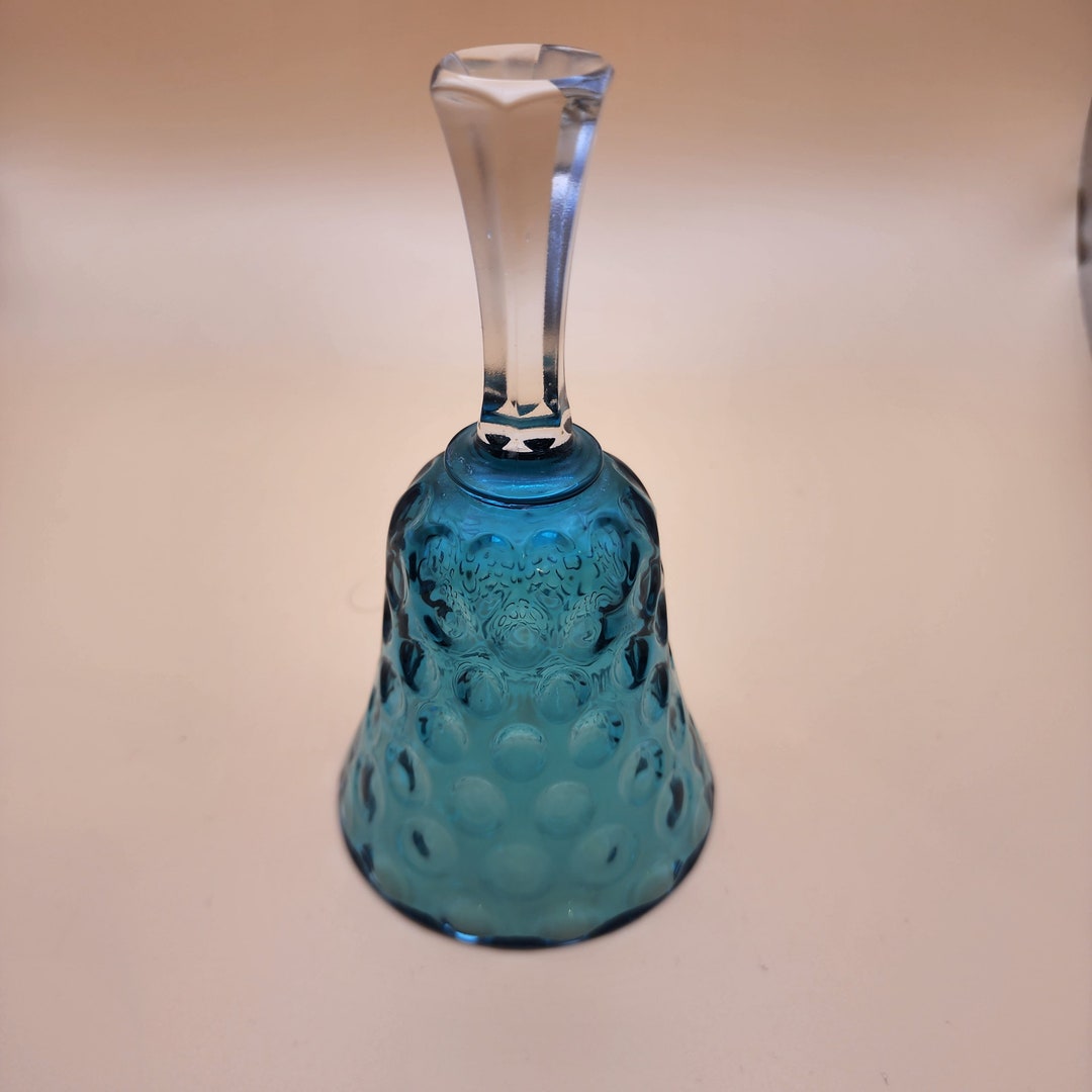 Vintage Aqua Blue Glass Bell Coin and Dot Pattern No Ringer/clapper ...