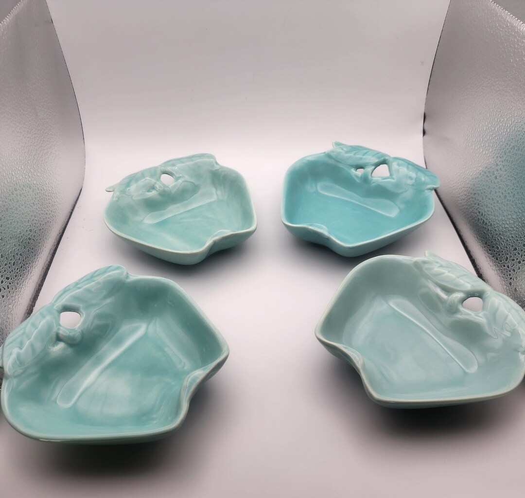 Belmar of California Pottery #734 Apple Dishes Vintage Set of 4 Aqua ...
