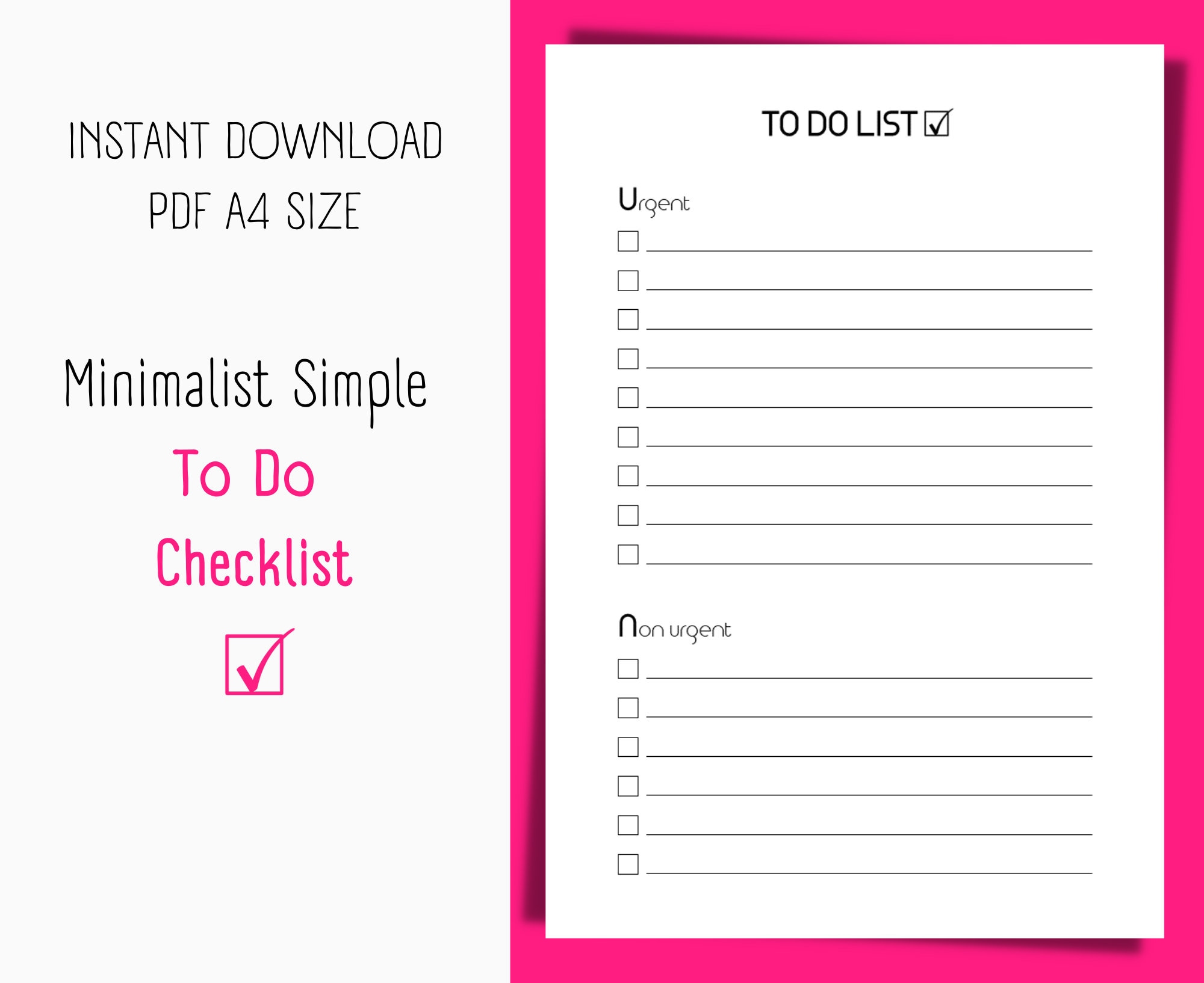 Minimalist Simple Checklist List | Easy Print From Home | Instant ...
