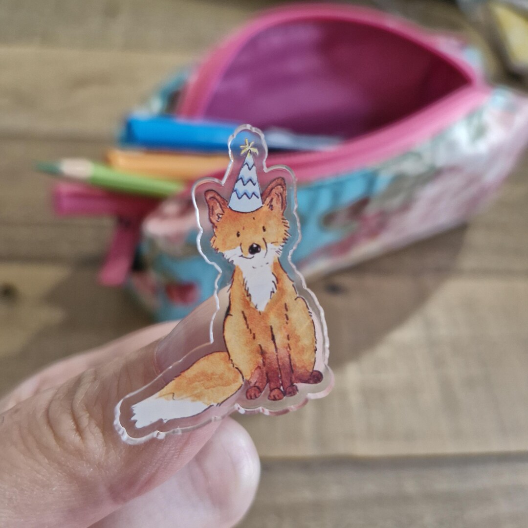 Party Fox Pin Badge: Recycled Acrylic British Wildlife Gift - Etsy
