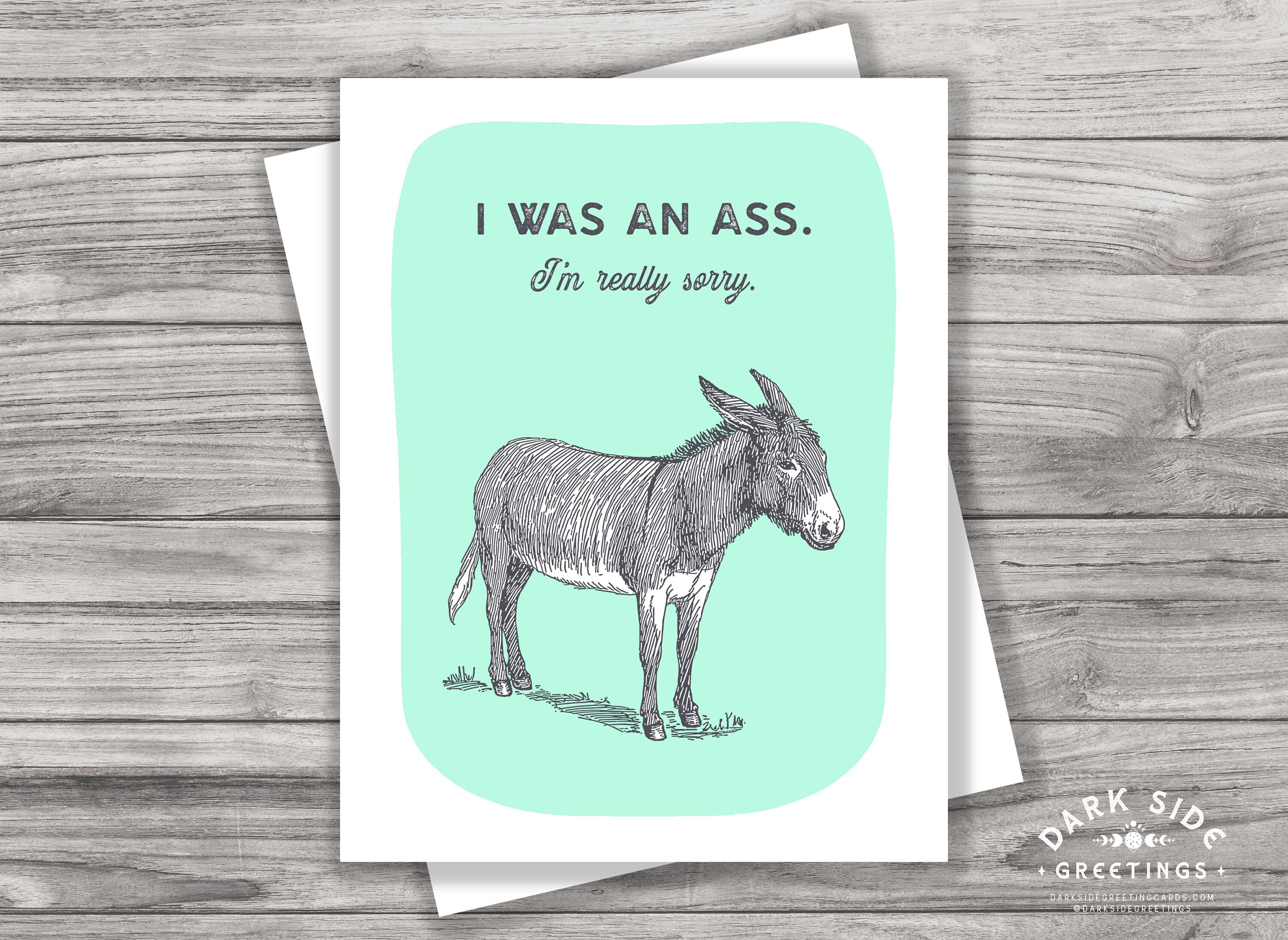 I Was an Ass Apology Card, Funny I'm Sorry Card, Donkey Greeting Card ...