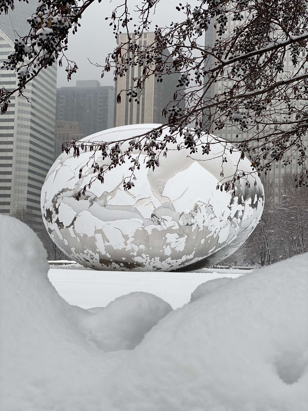 Chicago 'the Bean' Winter Print (digital Download) - Etsy