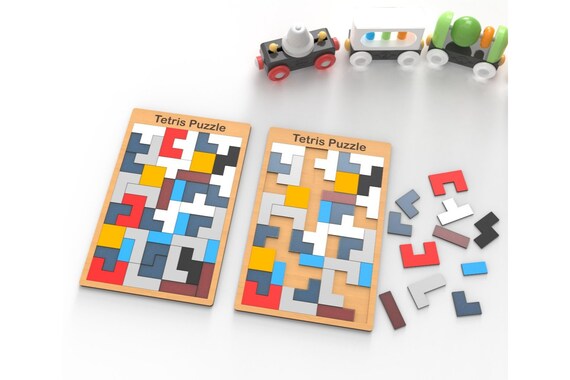 Engraved Colorful 3D Blocks Game Wooden Puzzle Brain - Etsy