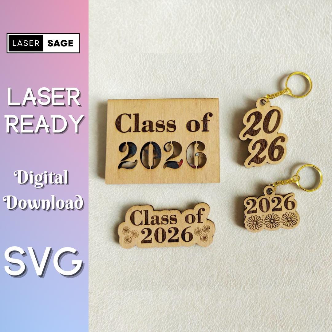 2026 Graduation SVG Digital Laser File Bundle Keychain Magnet Gift Card ...