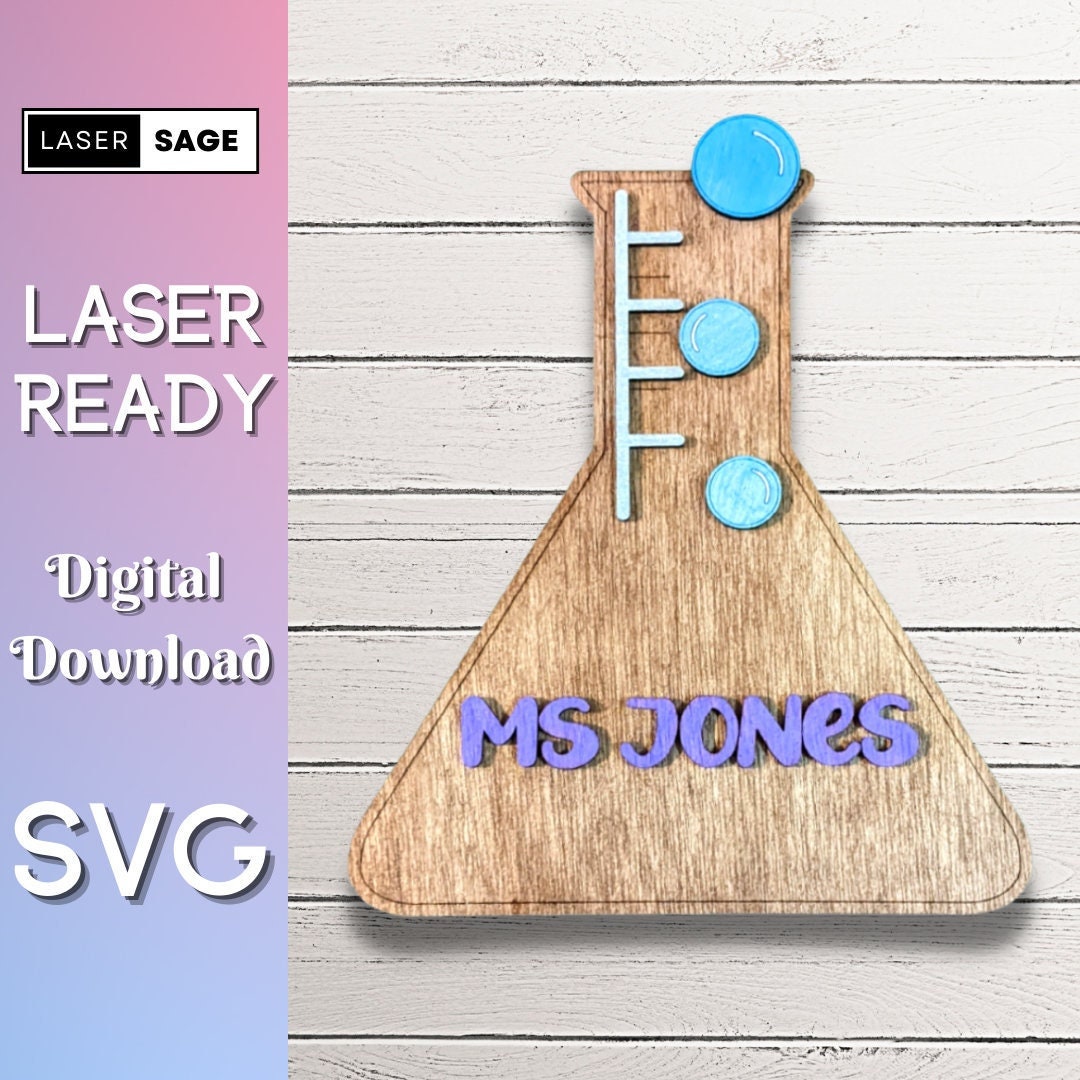 Science Beaker Teacher Laser Ready Wall Sign - Laser Ready Cut File SVG ...