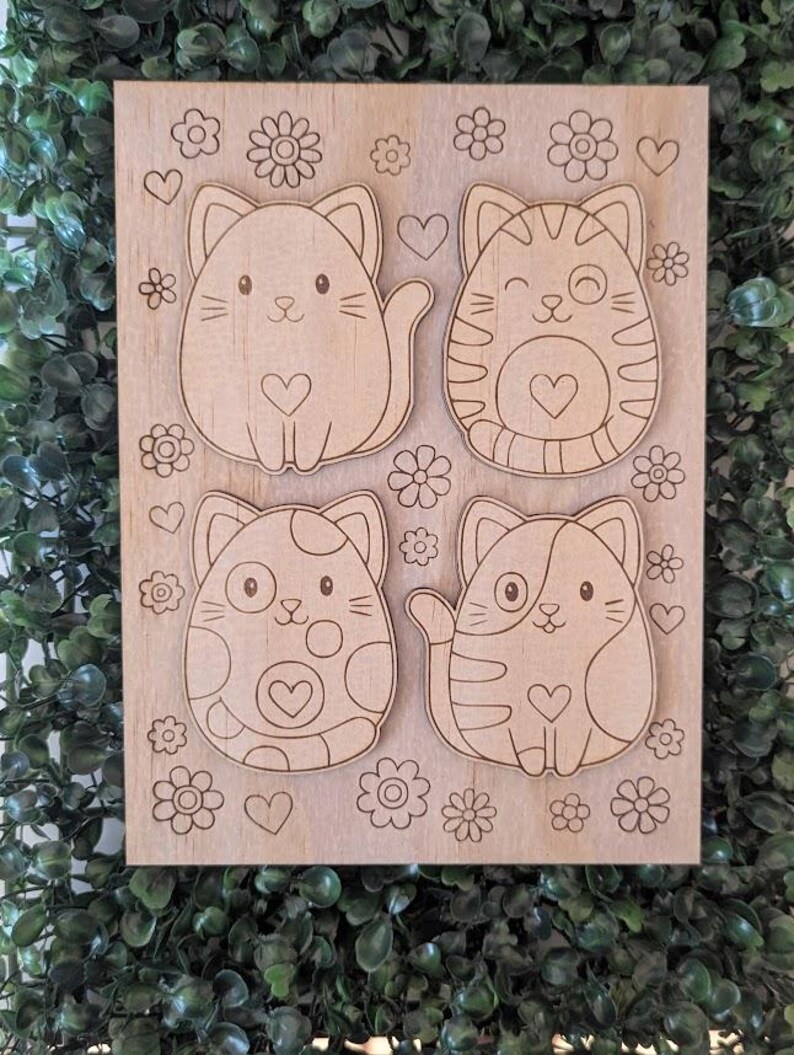 Squishy Cute Coloring Wood Board Cute Tween Gift Wall Art - Etsy