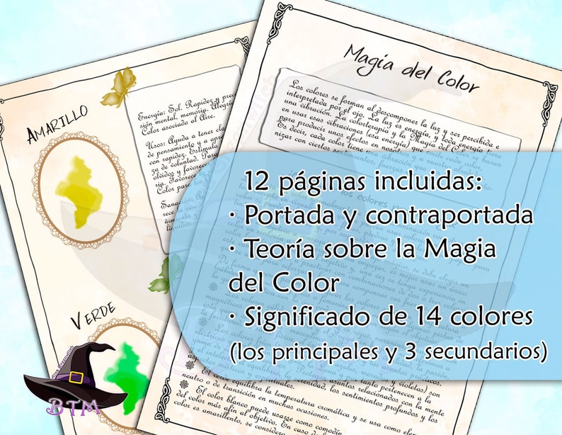 Color Magic Witch Guide Printable, Spanish Guide. Grimoire or Book of ...