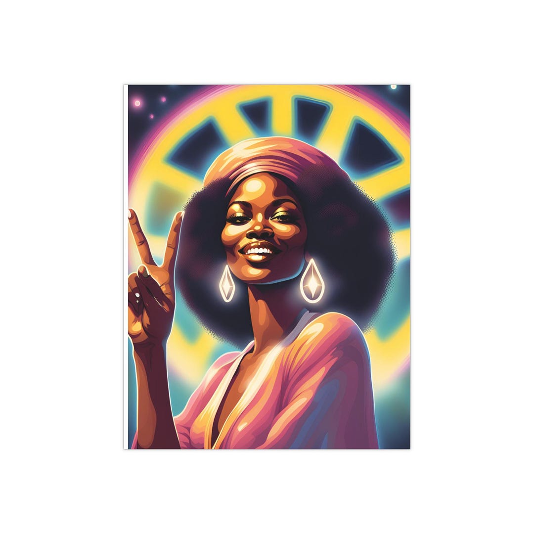 Satin Poster, Peace Love Black Woman Wall Art Print, African American ...