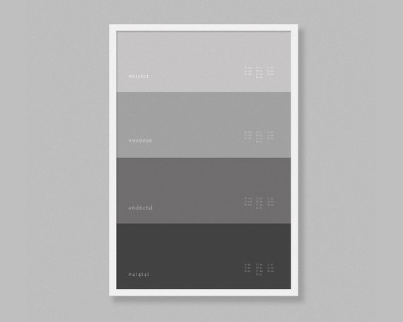 Modern Gray Scale Color Palette Poster Shades of Color Art - Etsy