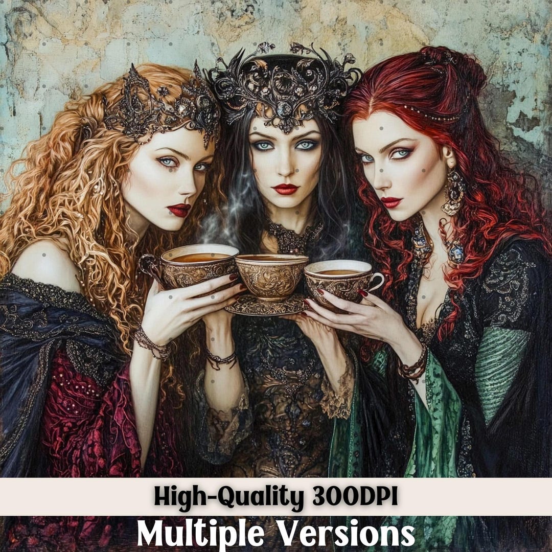 Coven of Three Witchy Digital Art Bundle | 16 Mystical High-res PNG ...