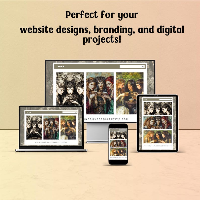 Coven of Three Witchy Digital Art Bundle | 16 Mystical High-res PNG ...