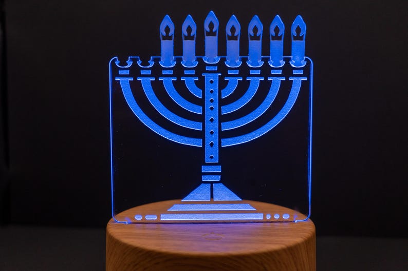 Menorah LED RGB Decorative Light, Nightlight, Hanukkah, Removable ...