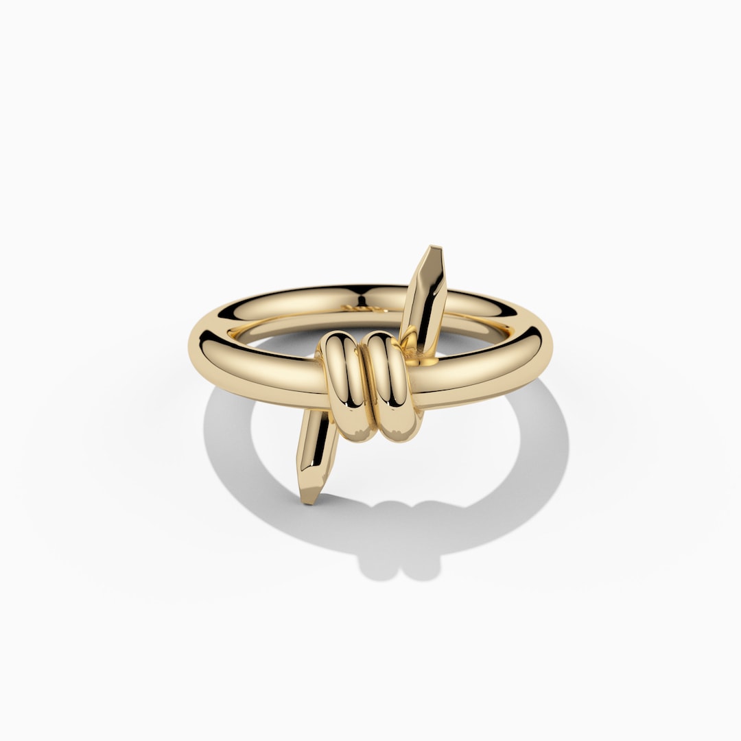 Solid 14K Gold Barbed Wire Ring, 14kgold Wire Band Ring, Handmade ...