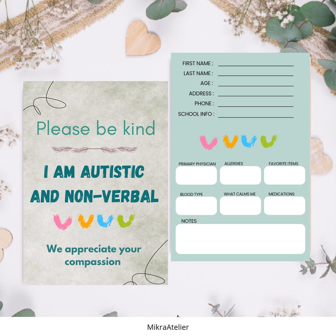 Printable Autism Emergency Card – Autism Badge for Child With ASD ...