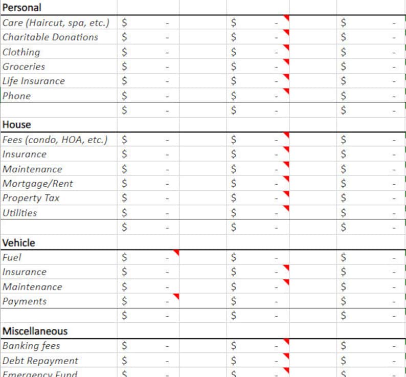 Easy to Use Personal Budget Template - Etsy