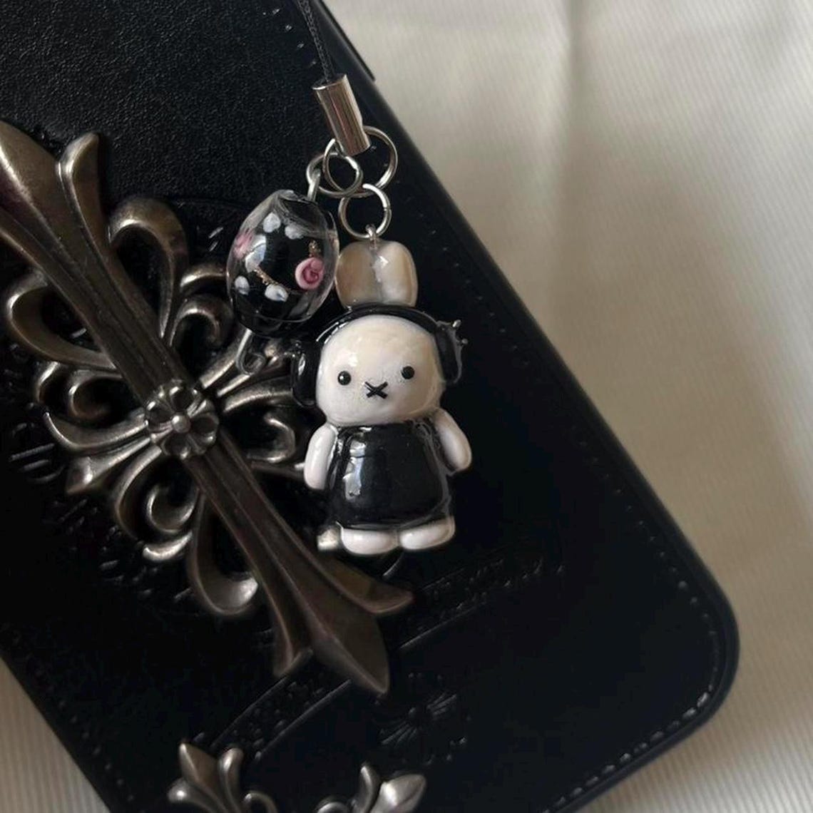 Alt Goth Emo Miffy Keychain Phone Charm - Etsy