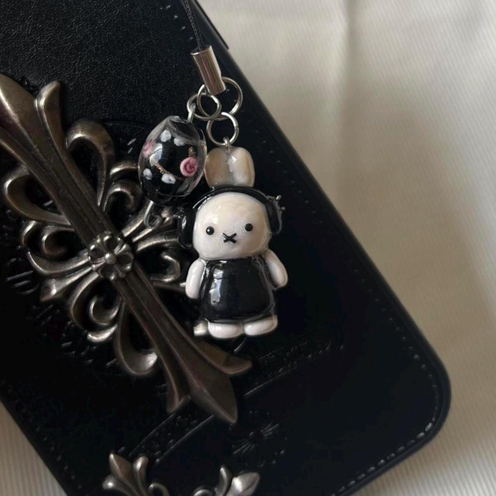 Alt Goth Emo Miffy Keychain Phone Charm - Etsy