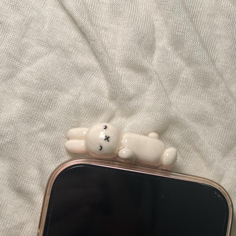 Miffy Dog Phone Hipper Charm Rhinestone Bow - Kawaii Desk Buddy Trinket ...