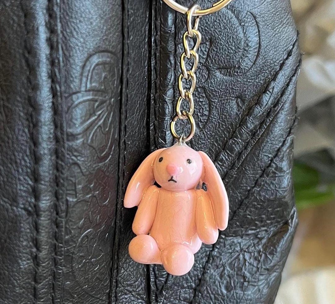 Jellycat Bashful Pink Bunny Plush Keychain - Etsy