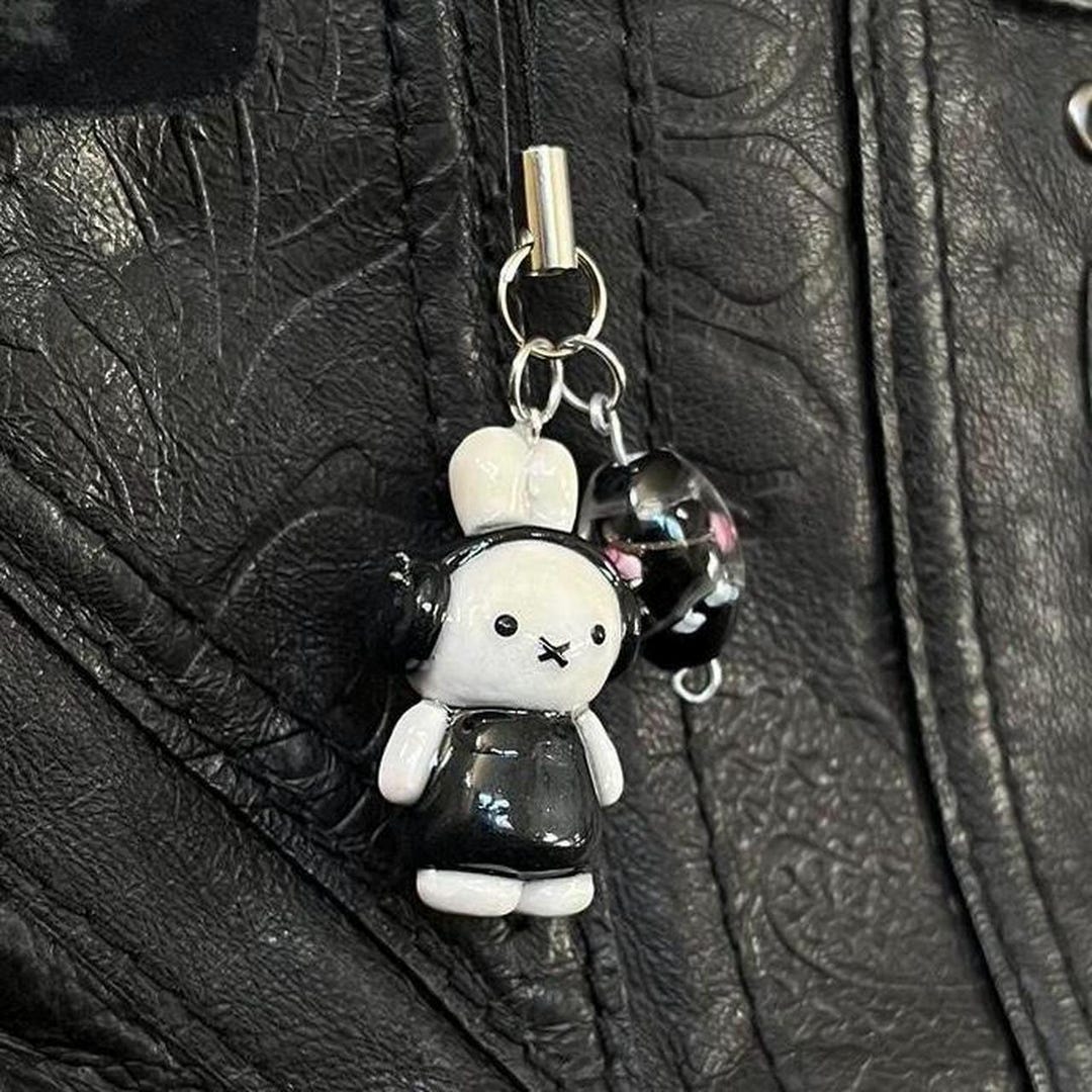 Alt Goth Emo Miffy Keychain Phone Charm - Etsy
