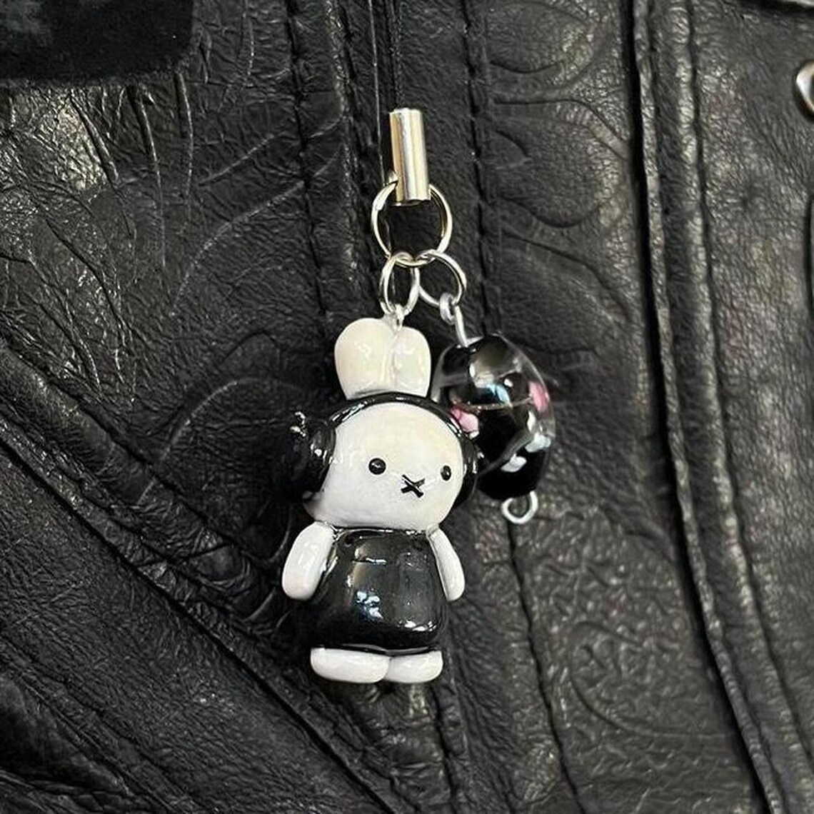 Alt Goth Emo Miffy Keychain Phone Charm - Etsy