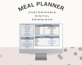 Weekly Meal Planner, Excel Template , Meal Planner , Download - Etsy