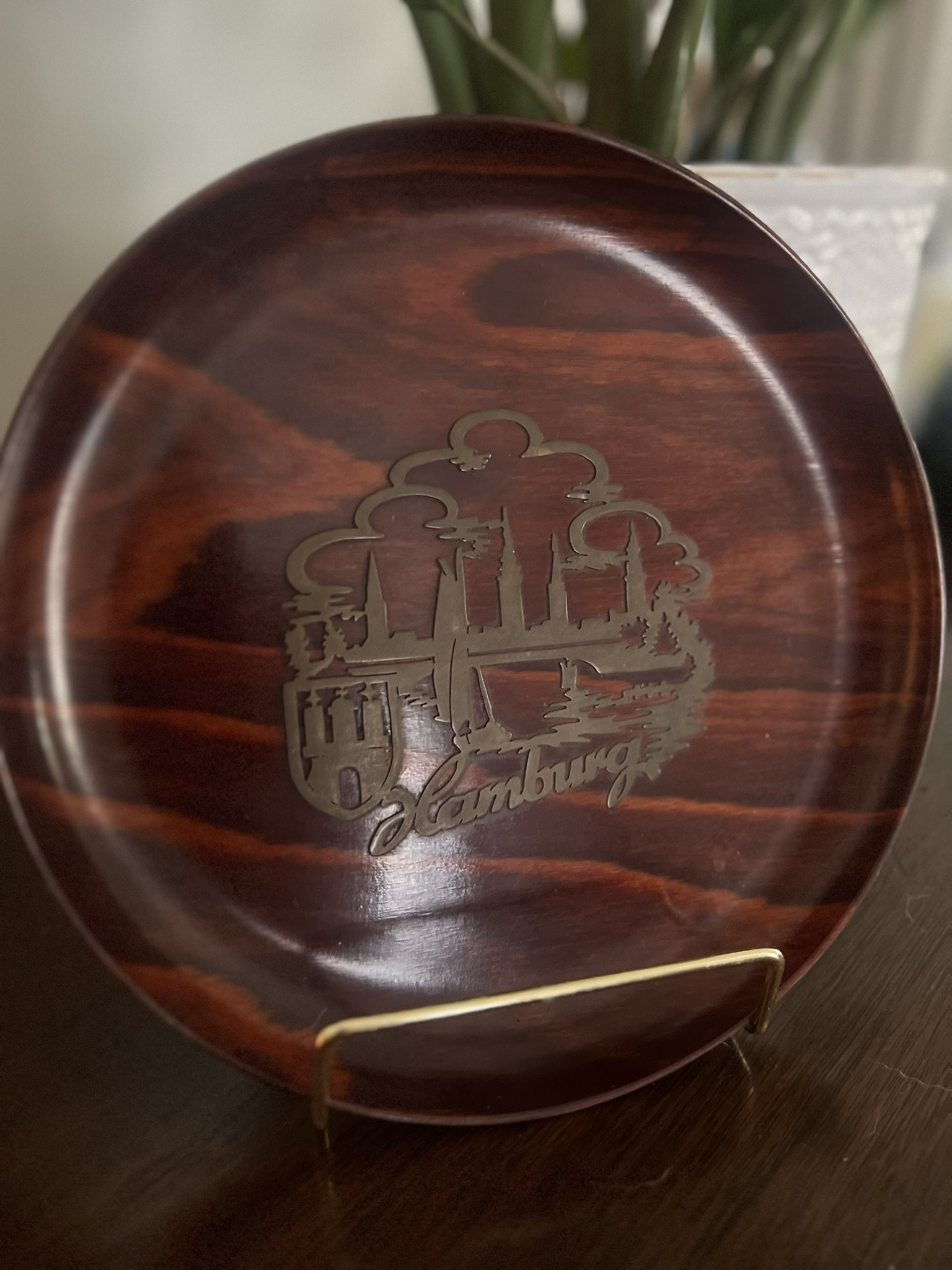 Vintage Hamburg Wooden Souvenir Plate - Gerling Solingen Mid-century ...