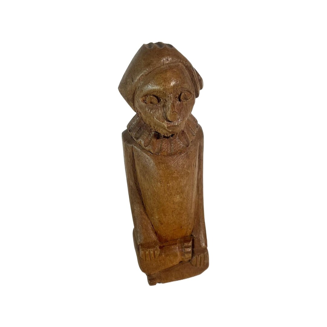 Vintage Hand-carved Wooden Jester Figurine Folk Art Carving Rustic ...