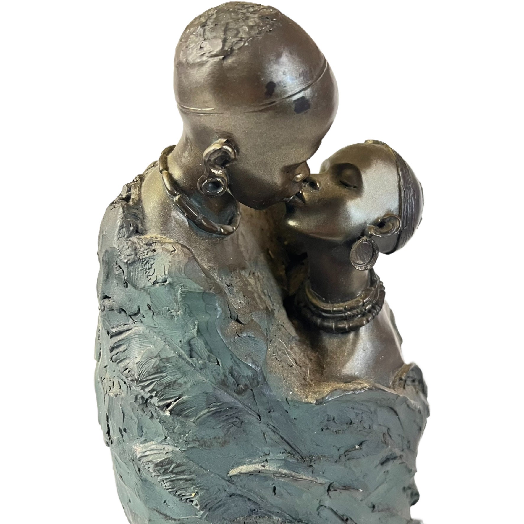 Embracing Couple Sculpture Modern Art Figurine 12.25 Inch Ceramic ...