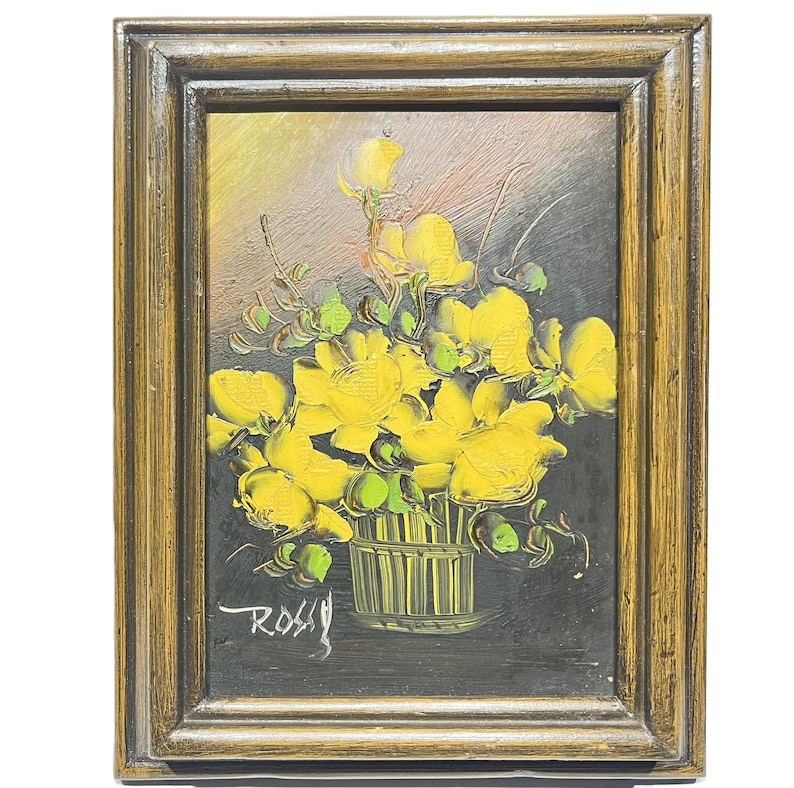 Mid-century Floral Still Life Paintings by Rossy Vintage Rossy Floral ...