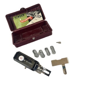 Vintage Singer Buttonholer Attachment No. 160743 in Original Case With ...