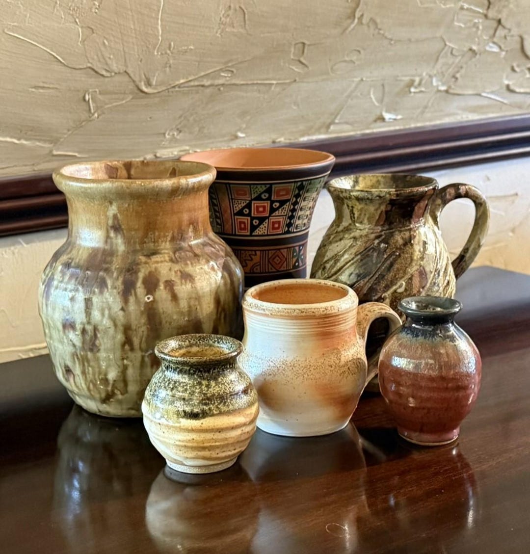 Handmade Rustic Pottery Collection – Vintage Boho Vases, Jugs & Mugs ...