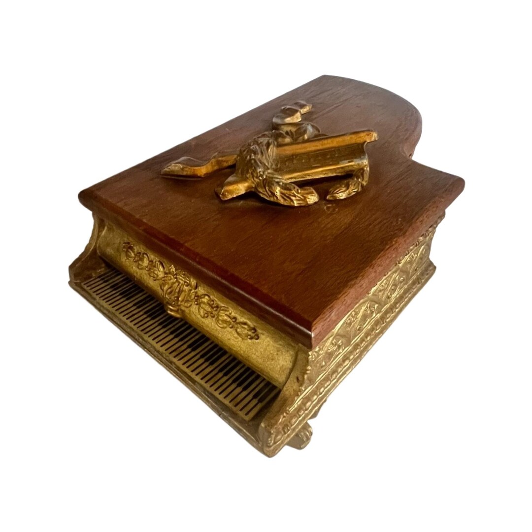 Antique Bronze-plated Grand Piano Music Box and Trinket Holder | Early ...