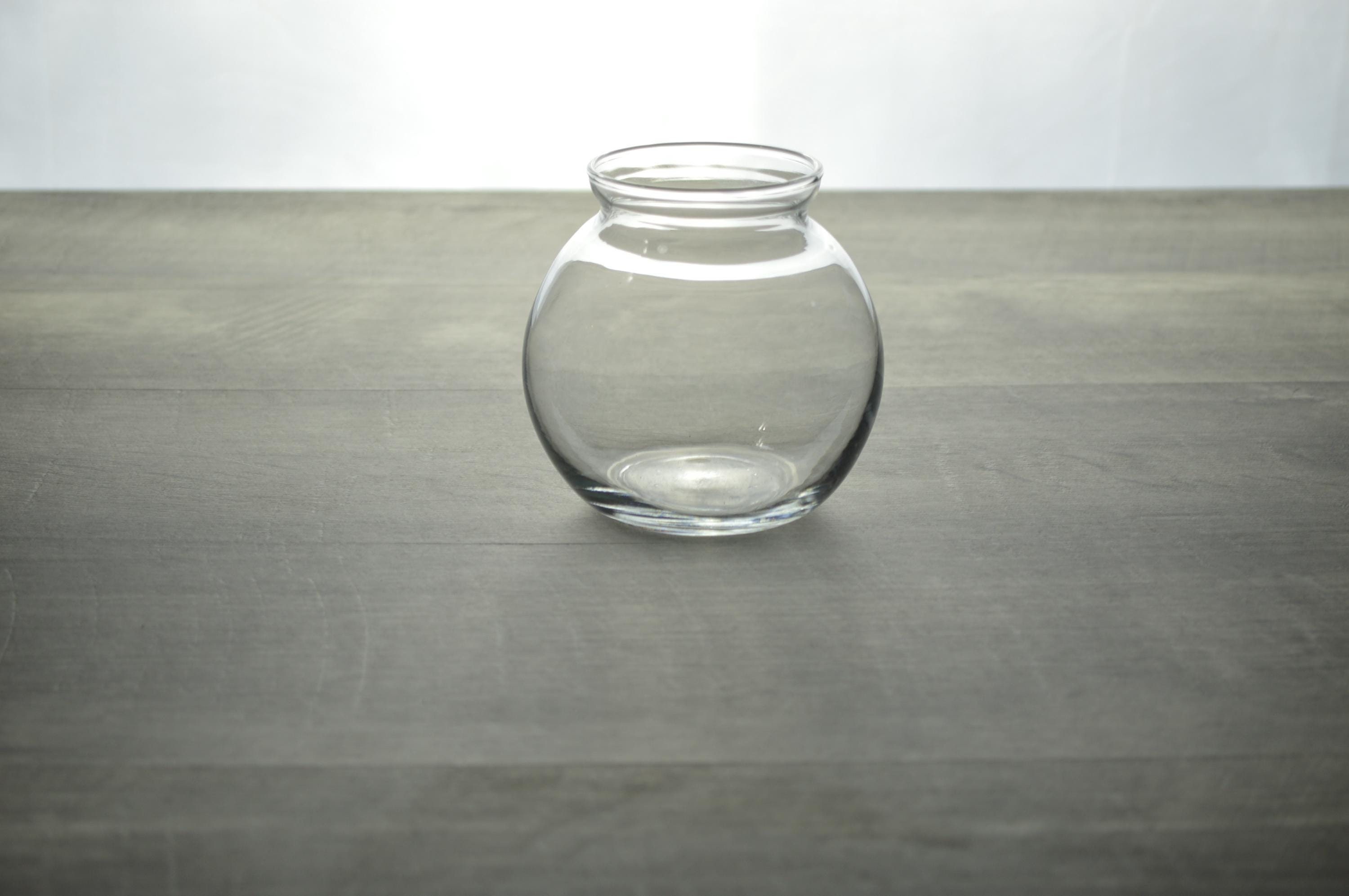Clear Glass Fishbowl Vase, Round Centerpiece Vase, Minimalist Floral ...