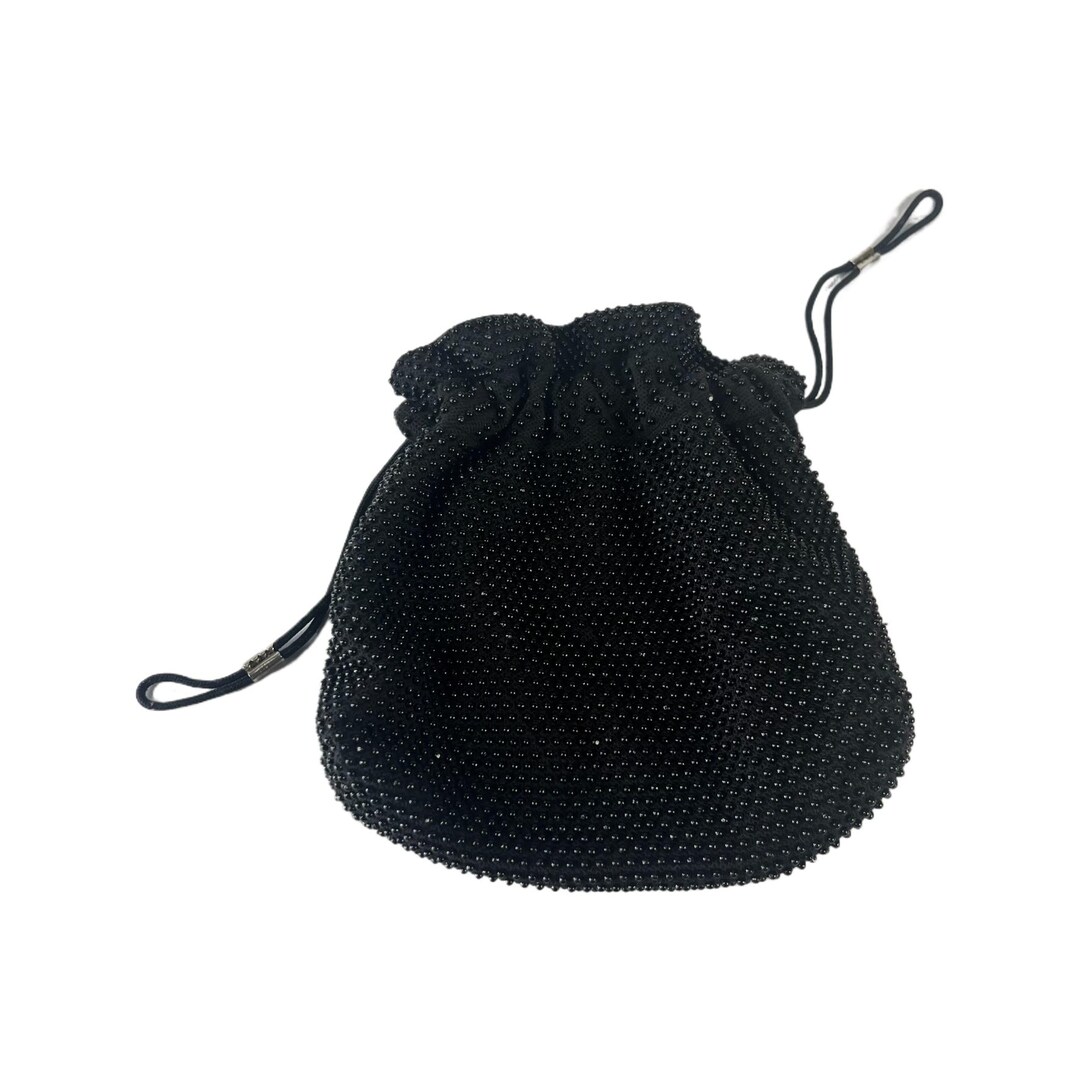 Elegant Beaded Black Evening Pouch With Drawstring Closure Vintage ...