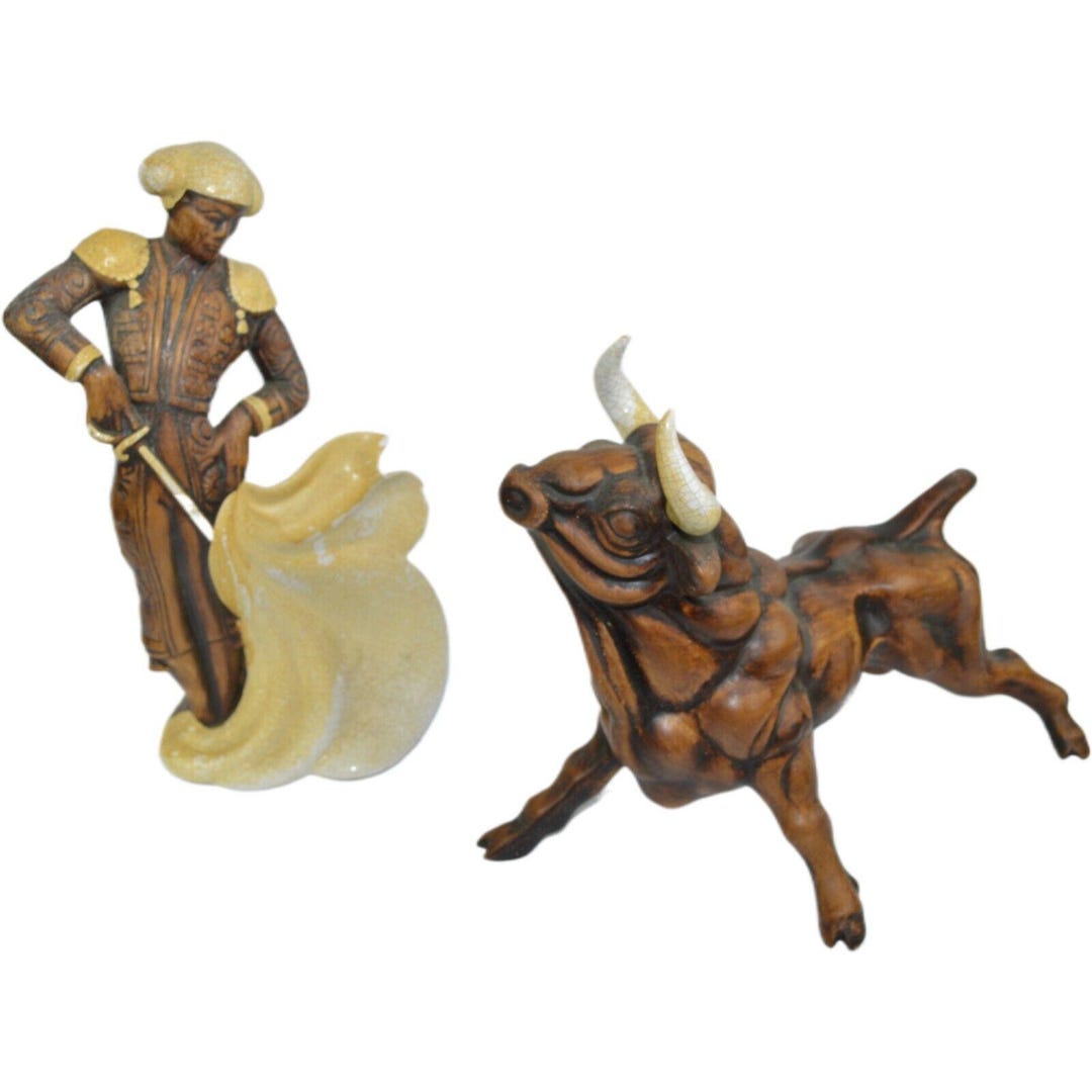 Vintage Bullfighter and Bull Figurine Set | Matador With Bull Spanish ...